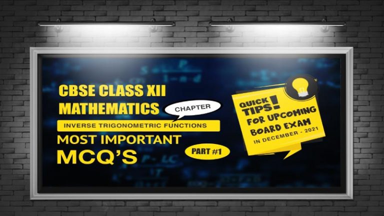 Important MCQs for CBSE XII Mathematics - Inverse Trigonometric Part- 1